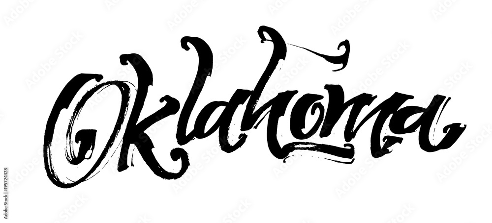 Oklahoma. Modern Calligraphy Hand Lettering for Serigraphy Print Stock ...