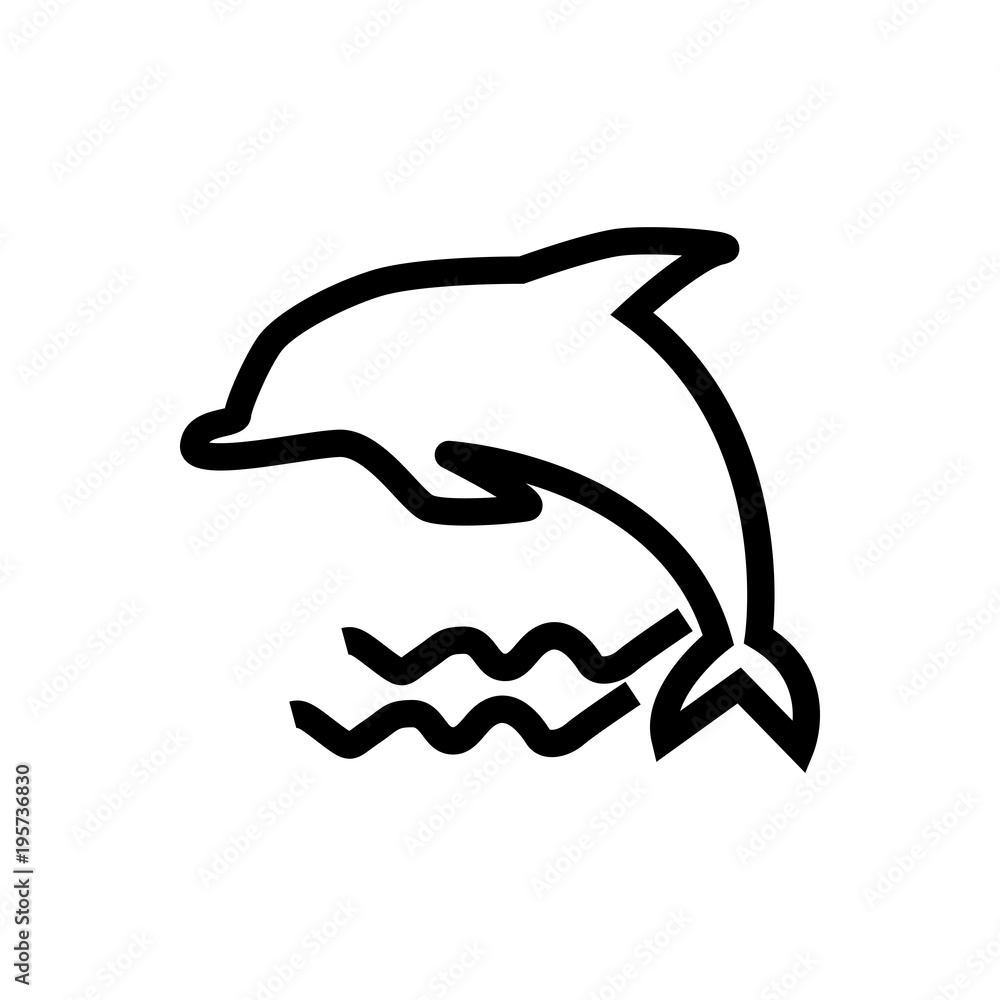 jumping dolphin vector icon, symbol of dolphin in the air. Simple ...