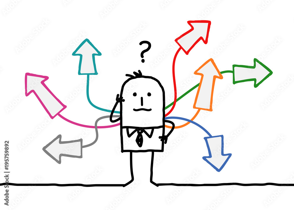 Cartoon Man with Multi Directions Stock Vector | Adobe Stock