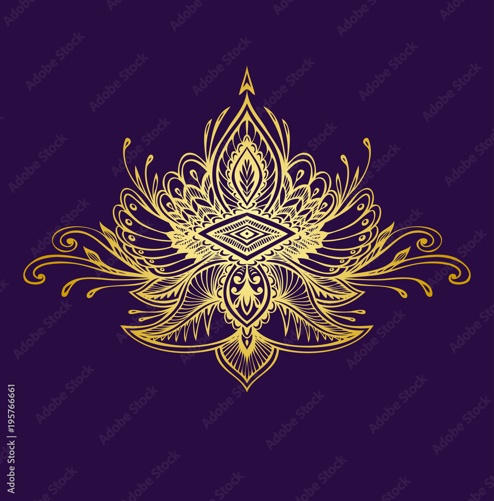 Abstract Zentangle Zendoodle symbol in Boho Indian Asian Ethno style ...