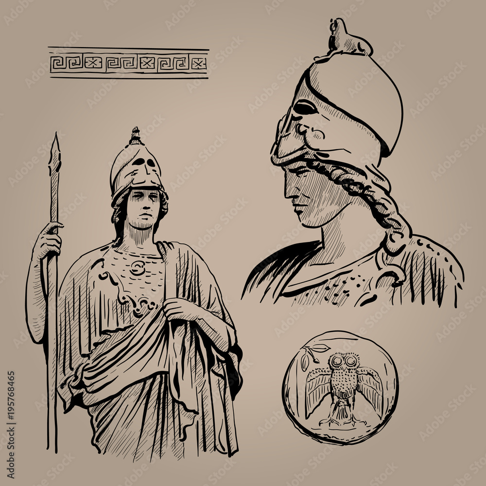Athena Pallas. Ancient Greek goddess of wisdom, handicraft, and warfare ...