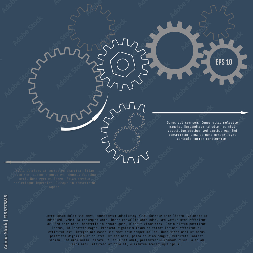 Vector illustration of gears with on the grey background. Business and ...