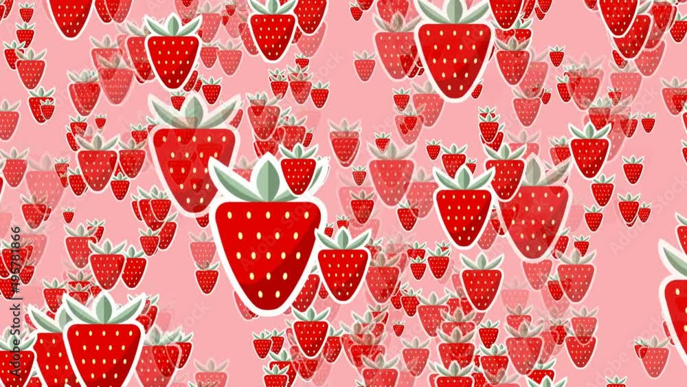 Simple strawberry video background in vintage retro style. 4K UltraHD ...