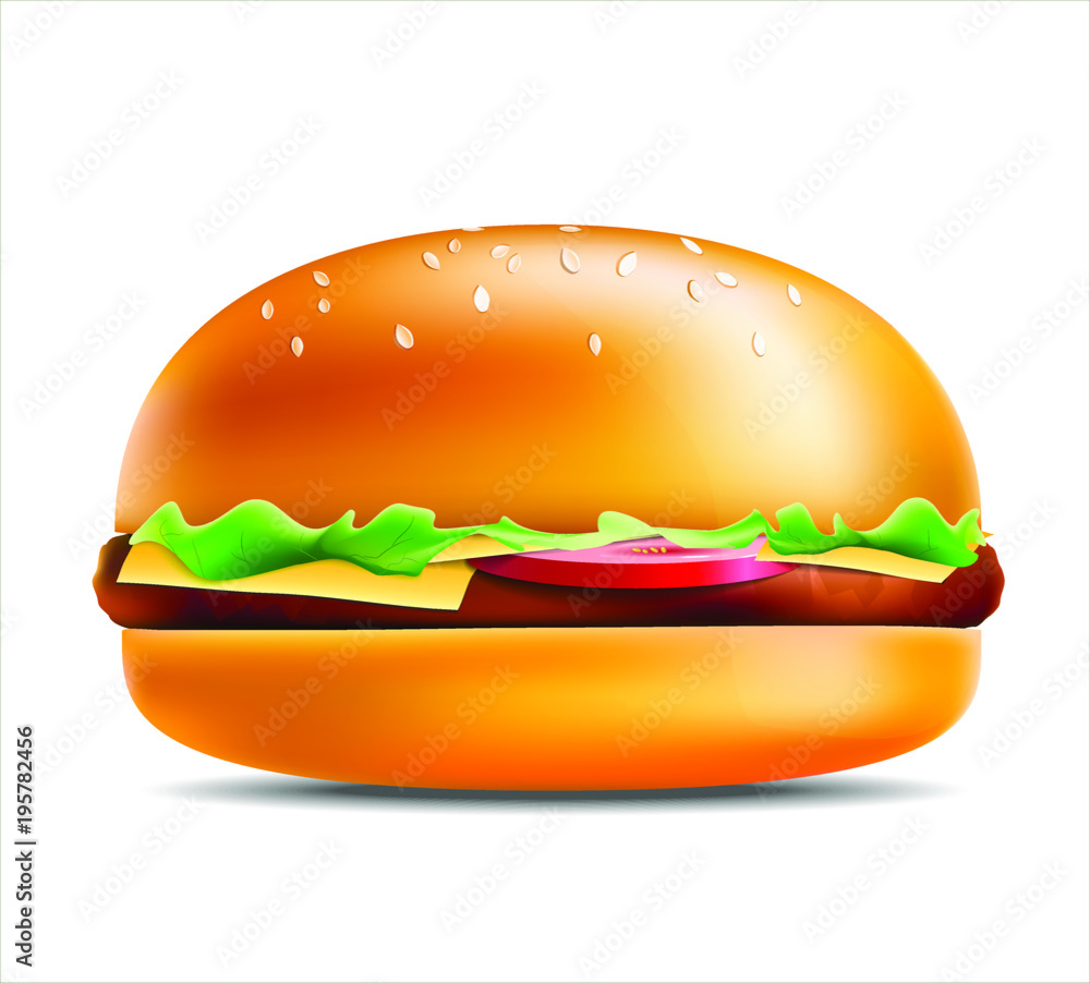 Classic American burger . Vector hamburger or cheeseburger with lettuce ...
