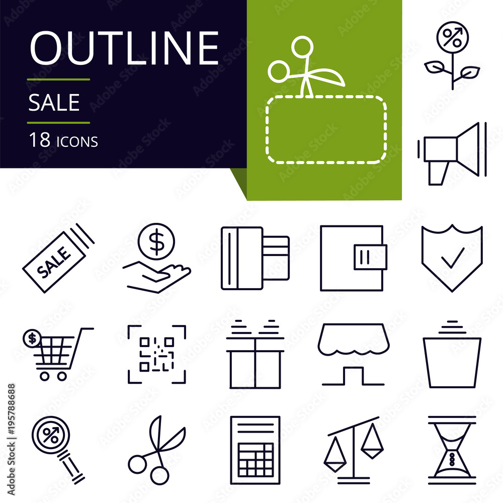 Set of outline icons of Sale..Modern icons for website, mobile, app ...