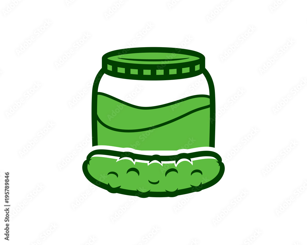 Simple Line Art Pickles Cucumber Fruits and Jars Sign Symbol Logo ...