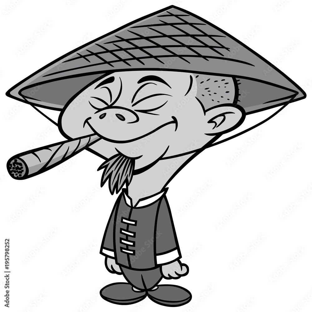 Weed Man Illustration - A vector cartoon illustration of an Asian man ...