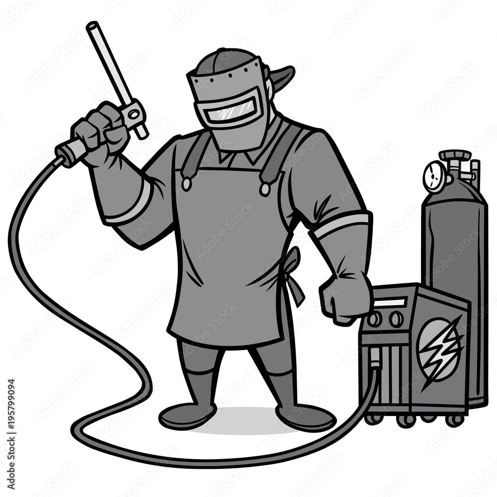Welder Illustration - A vector cartoon illustration of a Welder with a ...