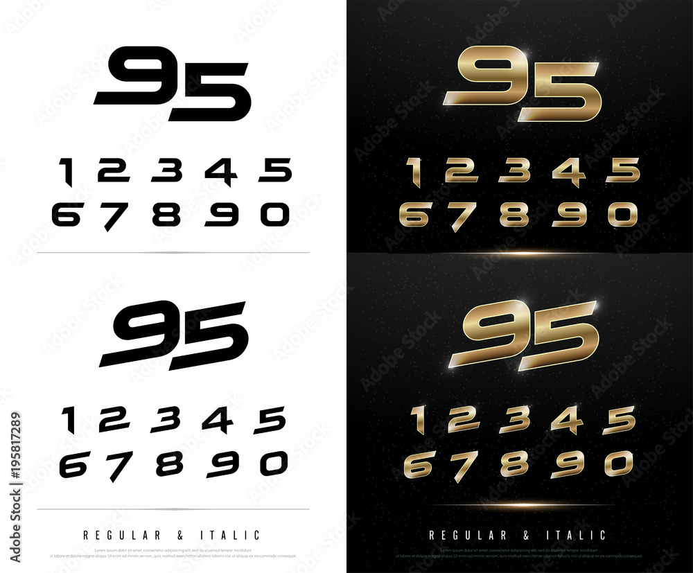 Technology number alphabet golden metallic and effect designs for logo ...