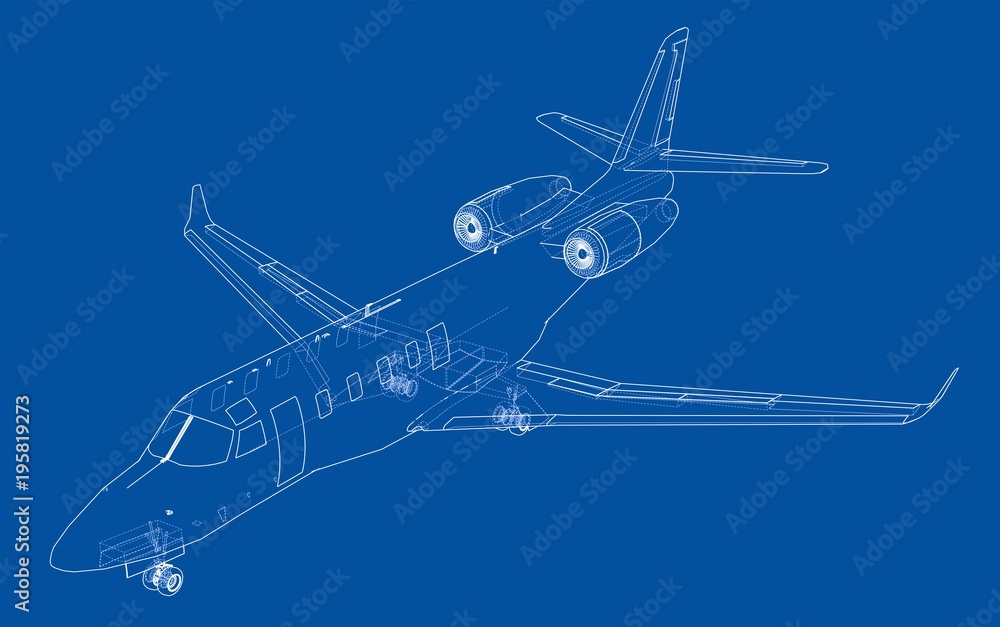 Airplane blueprint. Vector Stock Vector | Adobe Stock