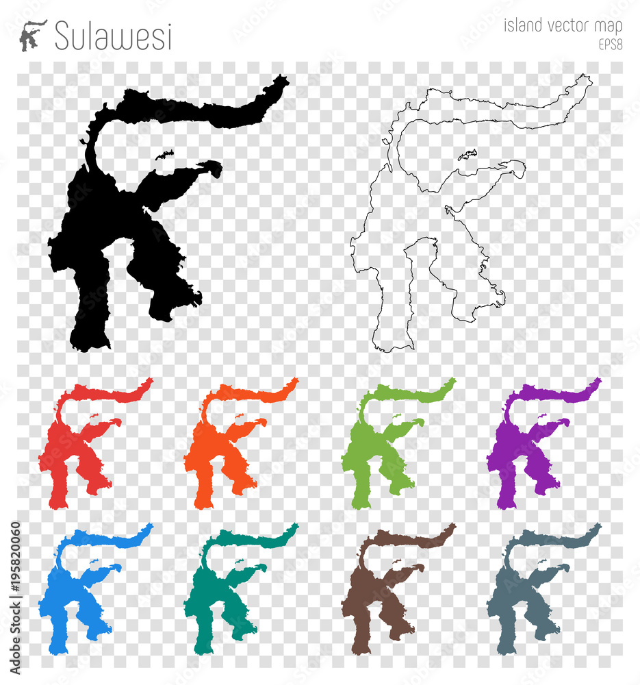 Sulawesi high detailed map. Island silhouette icon. Isolated Sulawesi ...