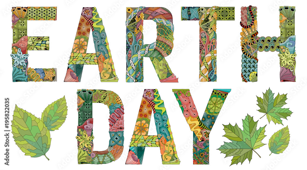 Earth day. Vector decorative zentangle object Stock Vector | Adobe Stock