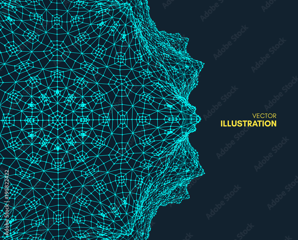 Abstract Science Or Technology Background Graphic Design Network Illustration With Particle
