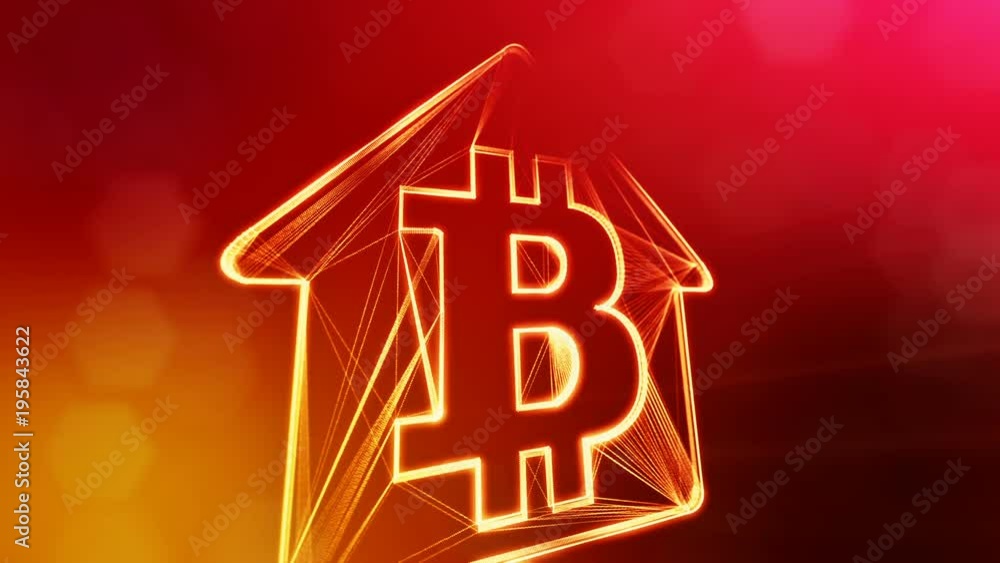 Sign of logo bitcoin inside the emblem of the house. Financial ...
