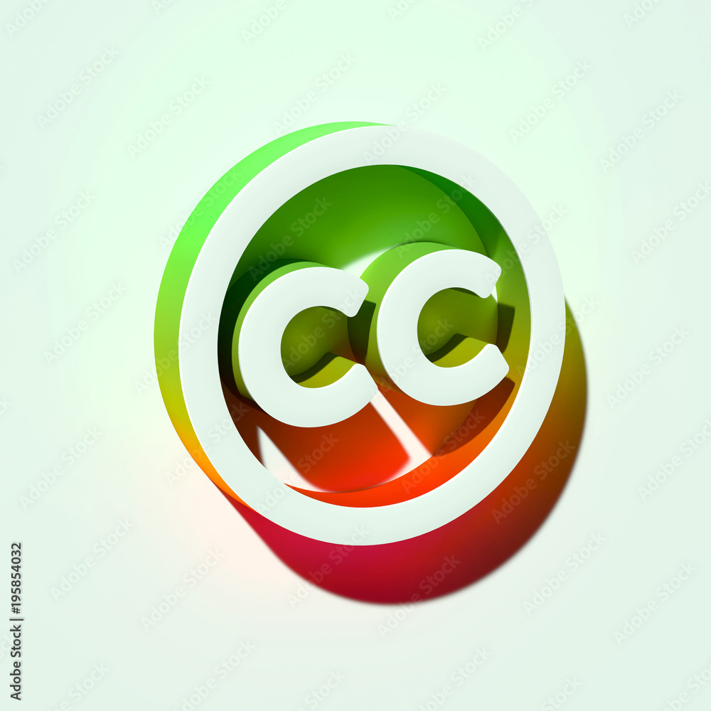 White Creative Commons Icon. 3D Illustration of White Creative Commons ...