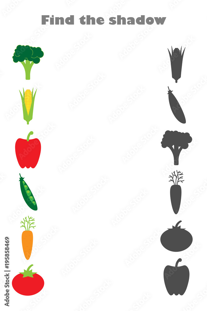 Find the shadow game with pictures of vegetables for children ...