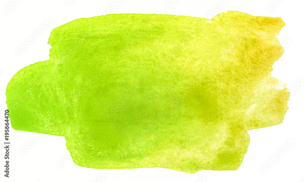 yellow green splash watercolor hand drawn paper texture torn isolated ...