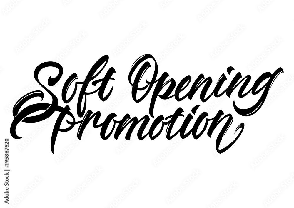 Soft opening promotion lettering Stock Vector | Adobe Stock