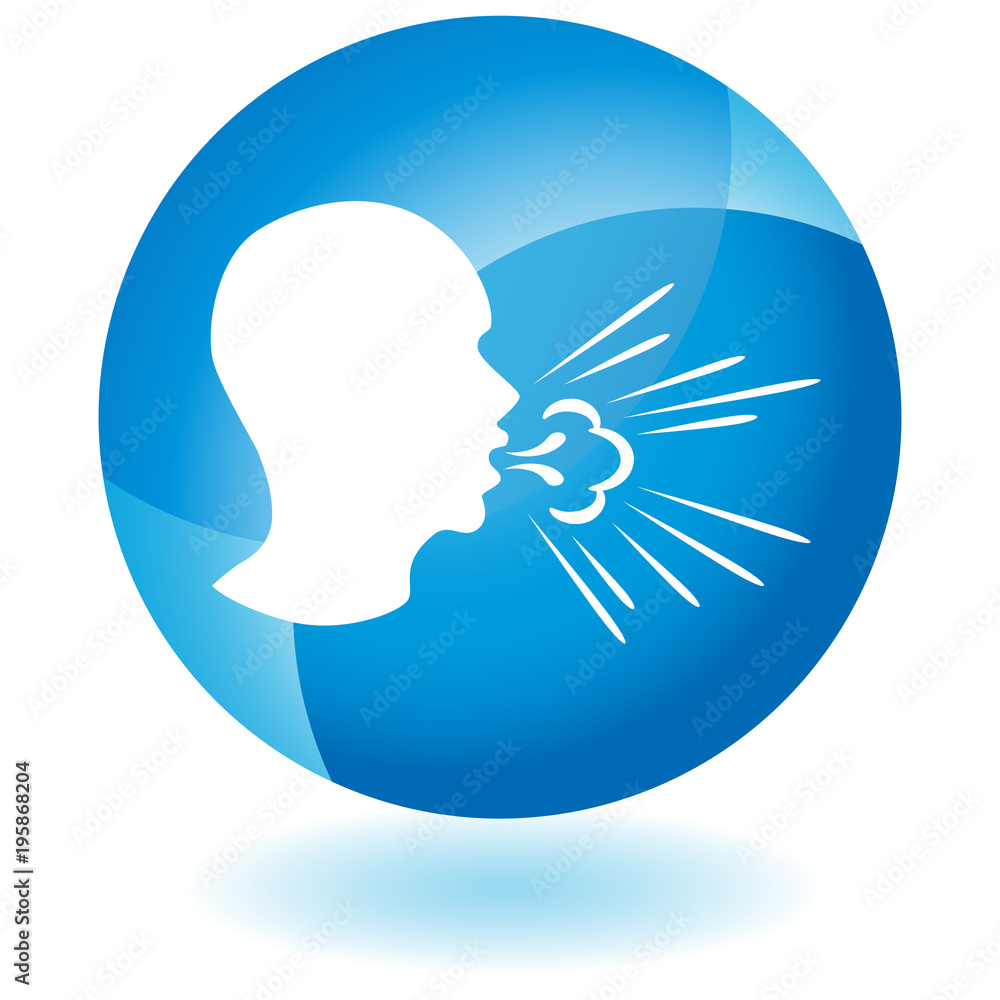Coughing Man Spreading Germs Button Stock Vector | Adobe Stock