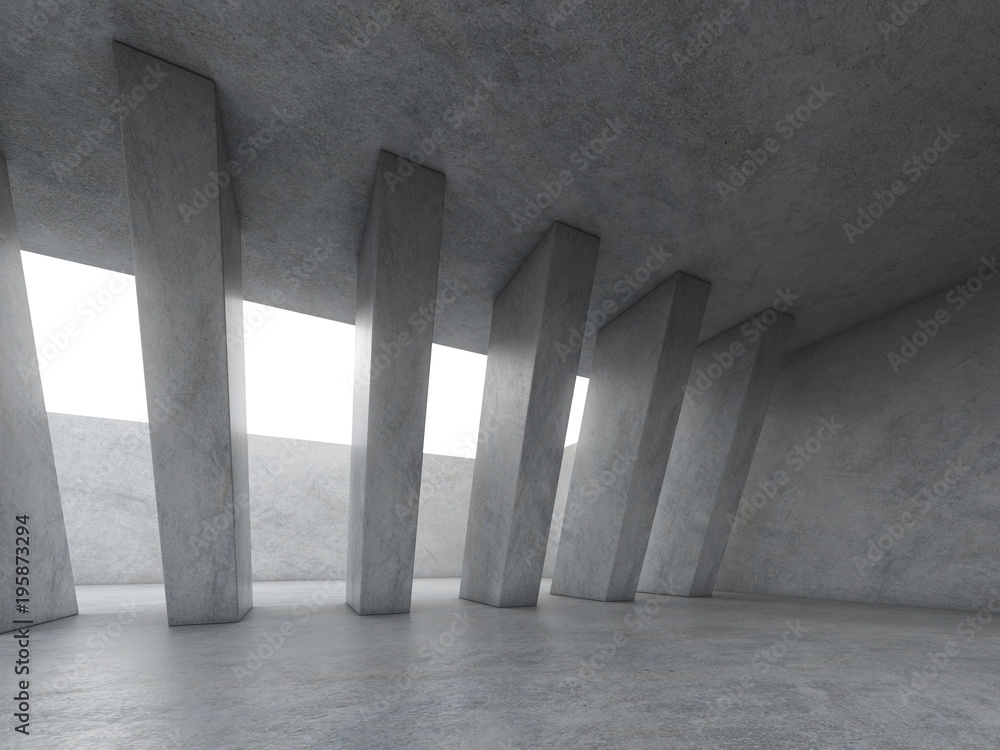Abstract of concrete architecture with rhythm of concrete column on ...