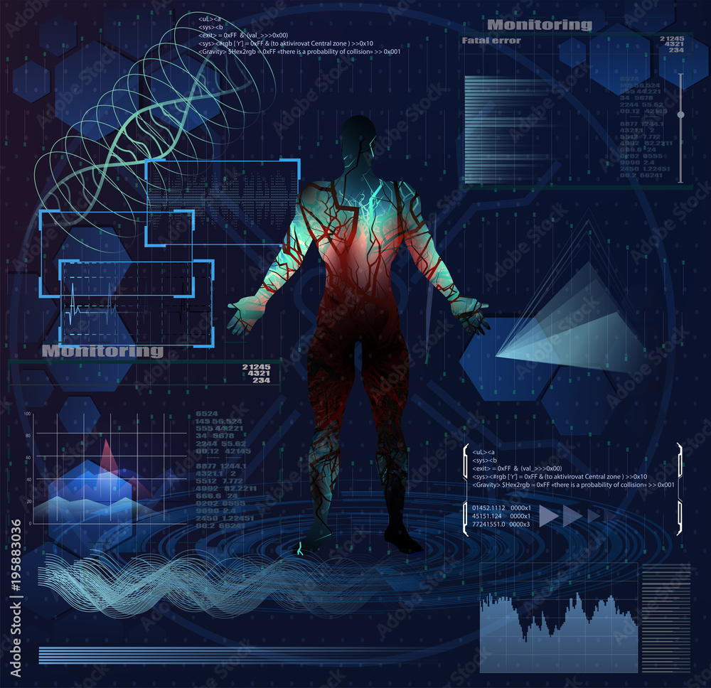 Modern medical examination in HUD style design. Ultrasound and ...