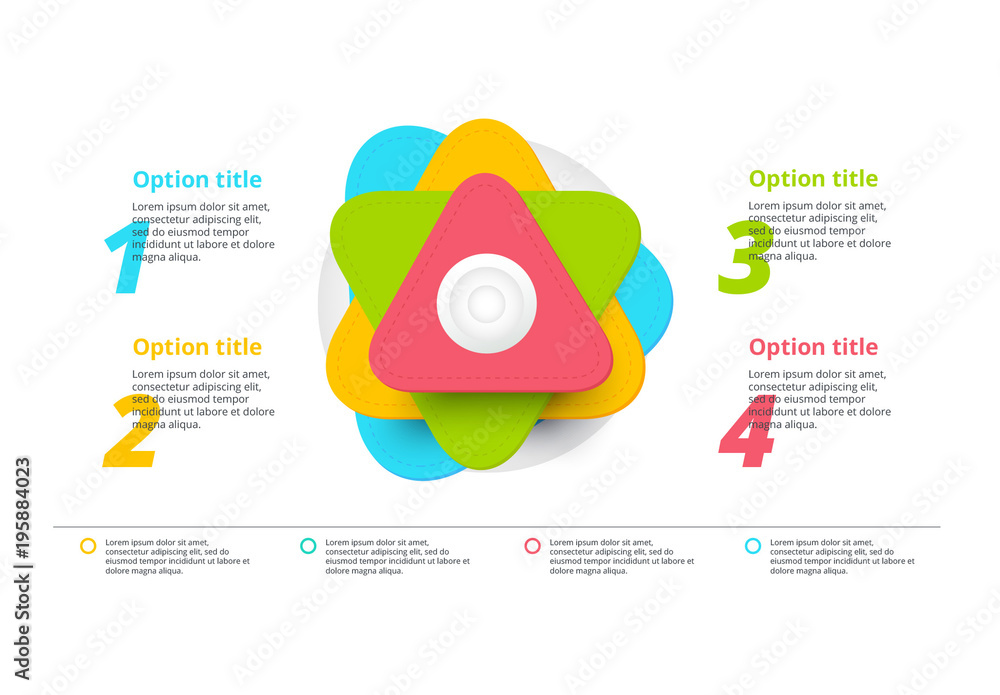 4 Step Infographic with Stacked Triangular Elements Stock Template ...