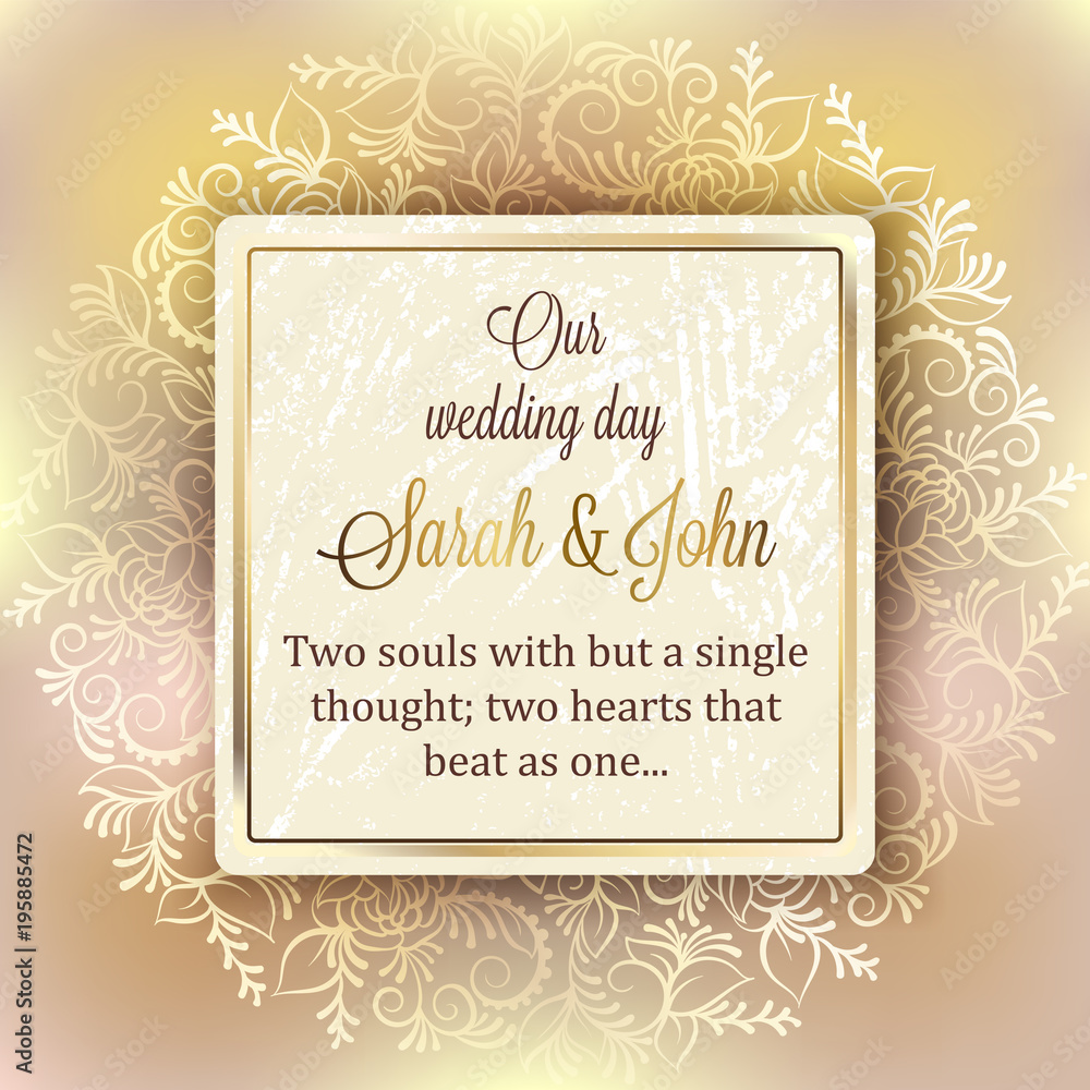 Intricate baroque luxury wedding invitation card, rich gold decor on ...