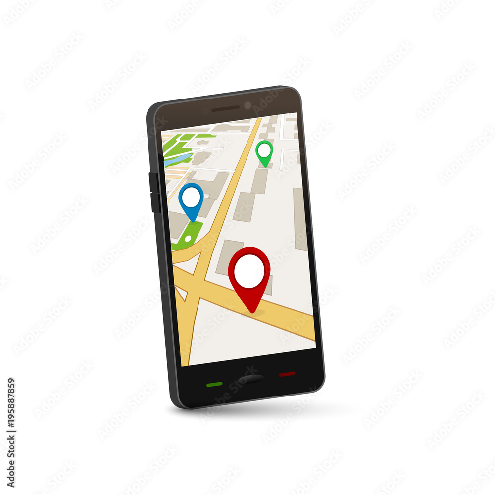 Mobile GPS navigation concept. 3d map vector application for city gps ...