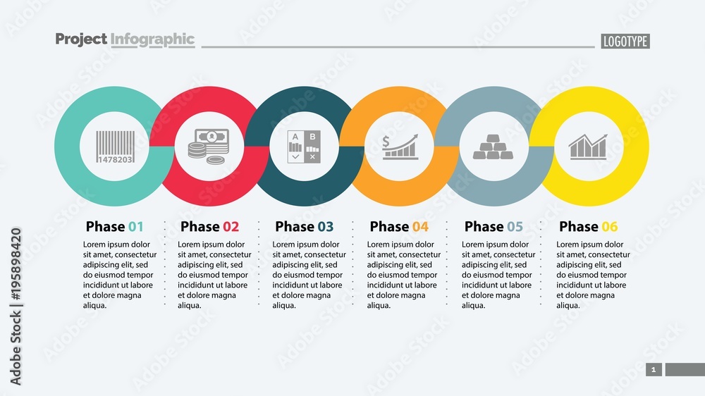Six Phases Timeline Slide Template Stock Vector | Adobe Stock