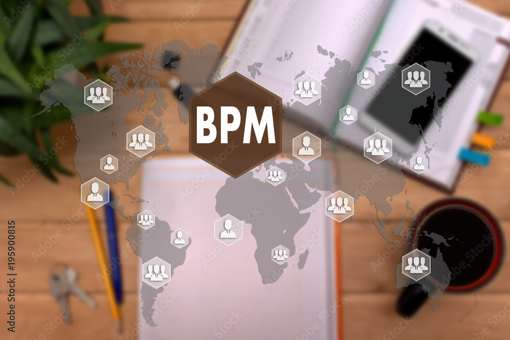 BPM. Business Process Management on the touch screen to the network, on ...