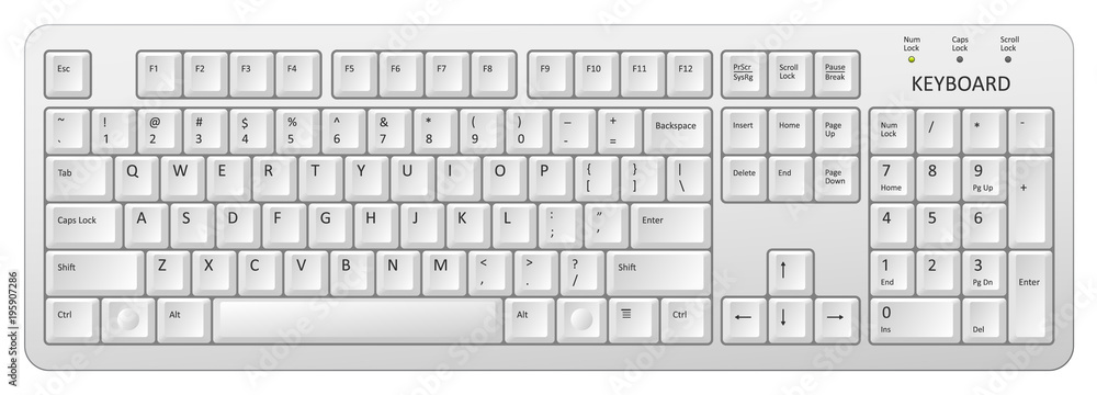 vector white pc keyboard เวกเตอร์สต็อก | Adobe Stock