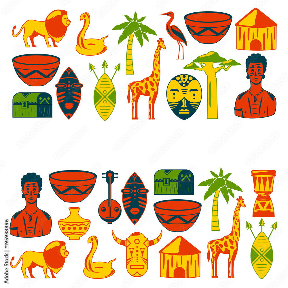 African banners. Africa icons and design elements for banners, posters ...