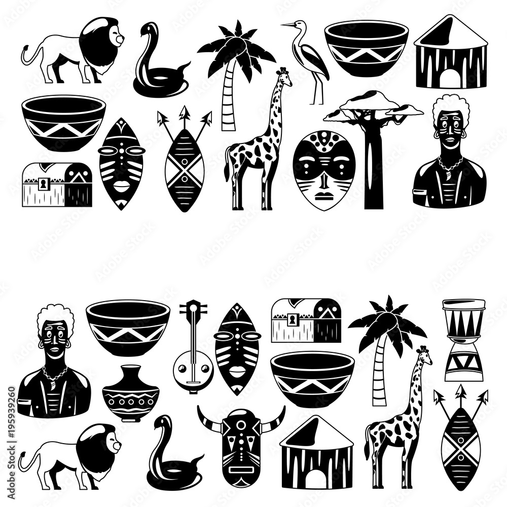 African banners. Africa icons and design elements for banners, posters ...