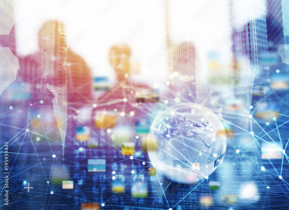 Businessmen that work together in office with global network connection ...