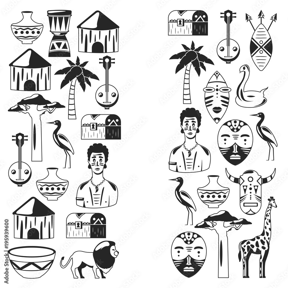African banners. Africa icons and design elements for banners, posters ...