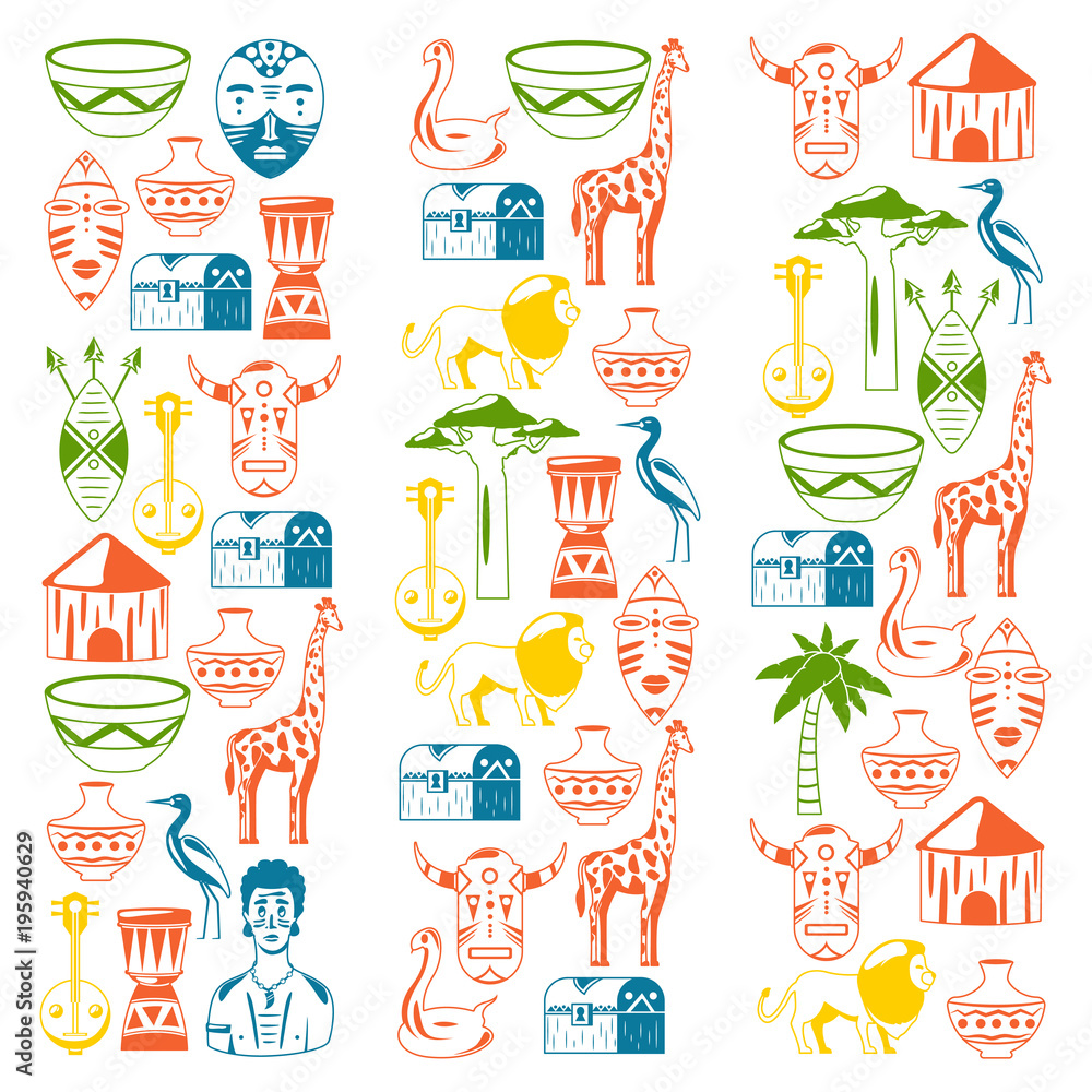 African banners. Africa icons and design elements for banners, posters ...