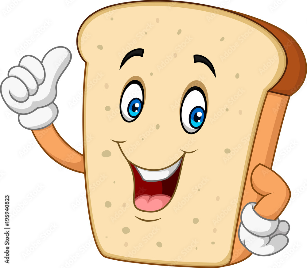 Cartoon happy sliced bread giving thumb up Stock Vector | Adobe Stock
