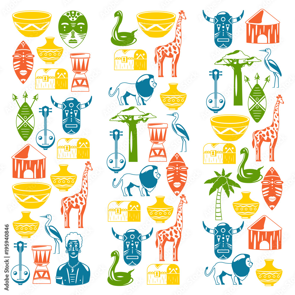 African banners. Africa icons and design elements for banners, posters ...