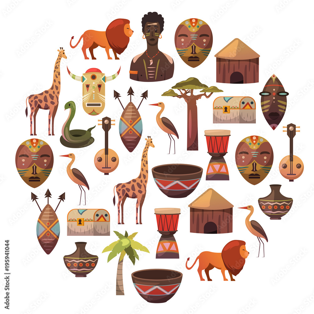 African banners. Africa icons and design elements for banners, posters ...