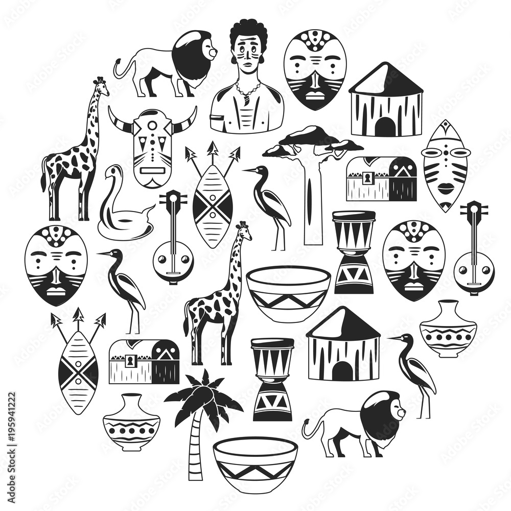 African banners. Africa icons and design elements for banners, posters ...