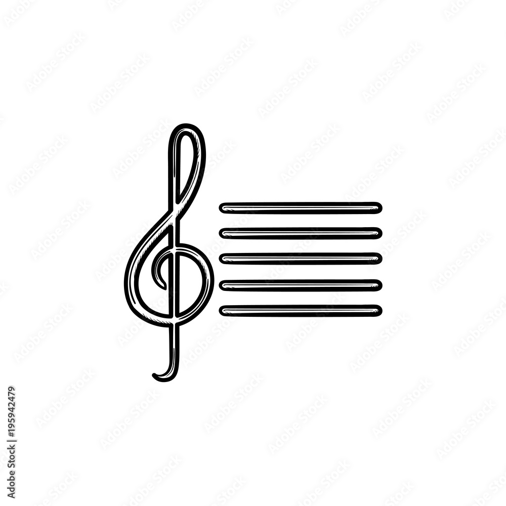 Music note hand drawn outline doodle icon. Music sign - treble clef ...