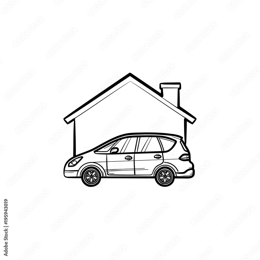 Car garage hand drawn outline doodle icon. Vector sketch illustration ...