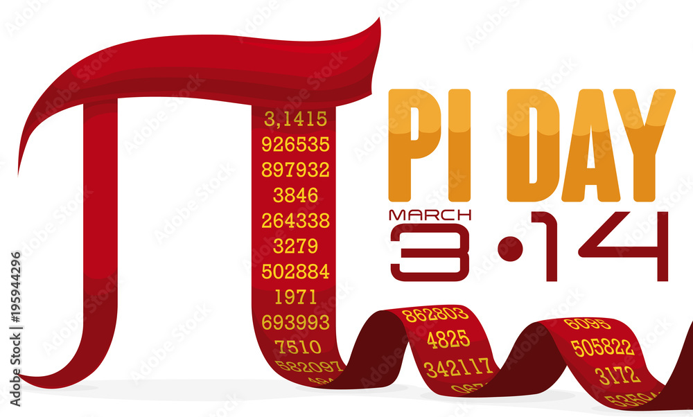 Pi Symbol like a Long Ribbon for Pi Day Celebration, Vector ...