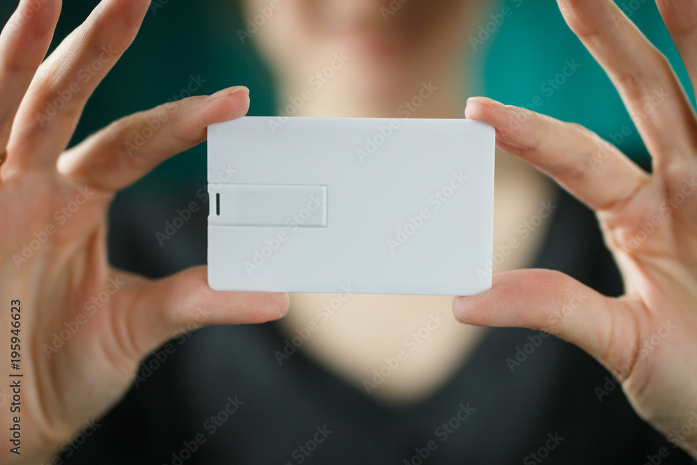 Portable flash drive card . mock up. Call-card disk souvenir ...