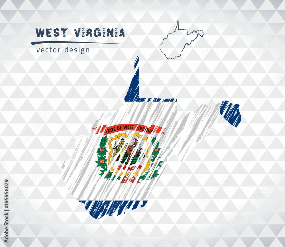 Map of West Virginia with hand drawn sketch pen map inside. Vector ...