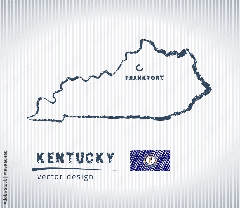 Kentucky national vector drawing map on white background Stock Vector ...