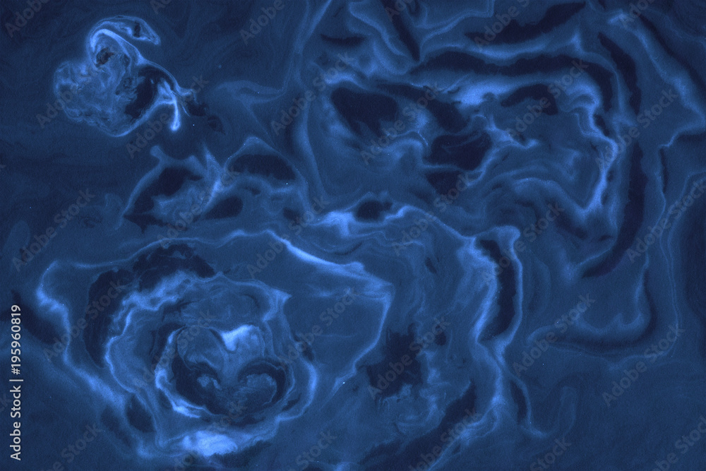 Suminagashi marble texture hand painted with indigo ink. Digital paper ...