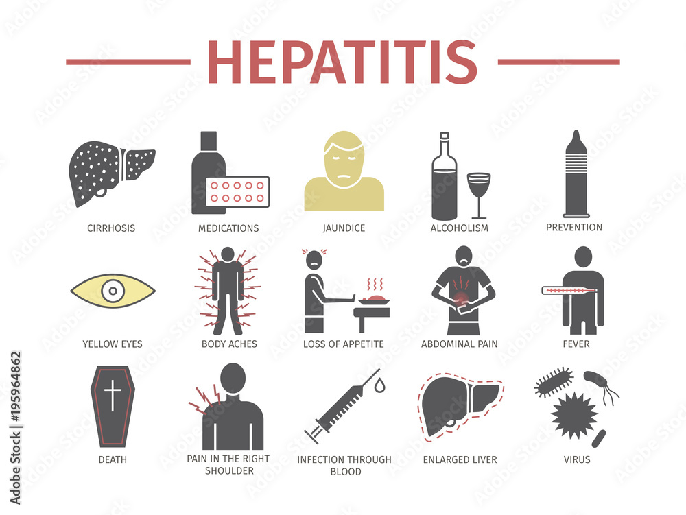 Hepatitis icon Infographics. Vector signs for web graphics. Stock ...