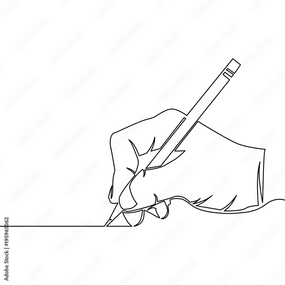 One continuous line drawing of hand drawing a line Stock Vector | Adobe ...