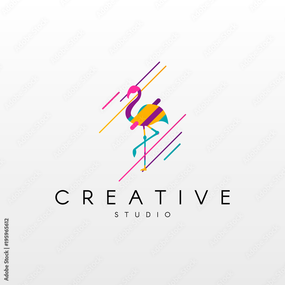 Flamingo Logo. Abstract Flamingo logo design, made of various geometric ...